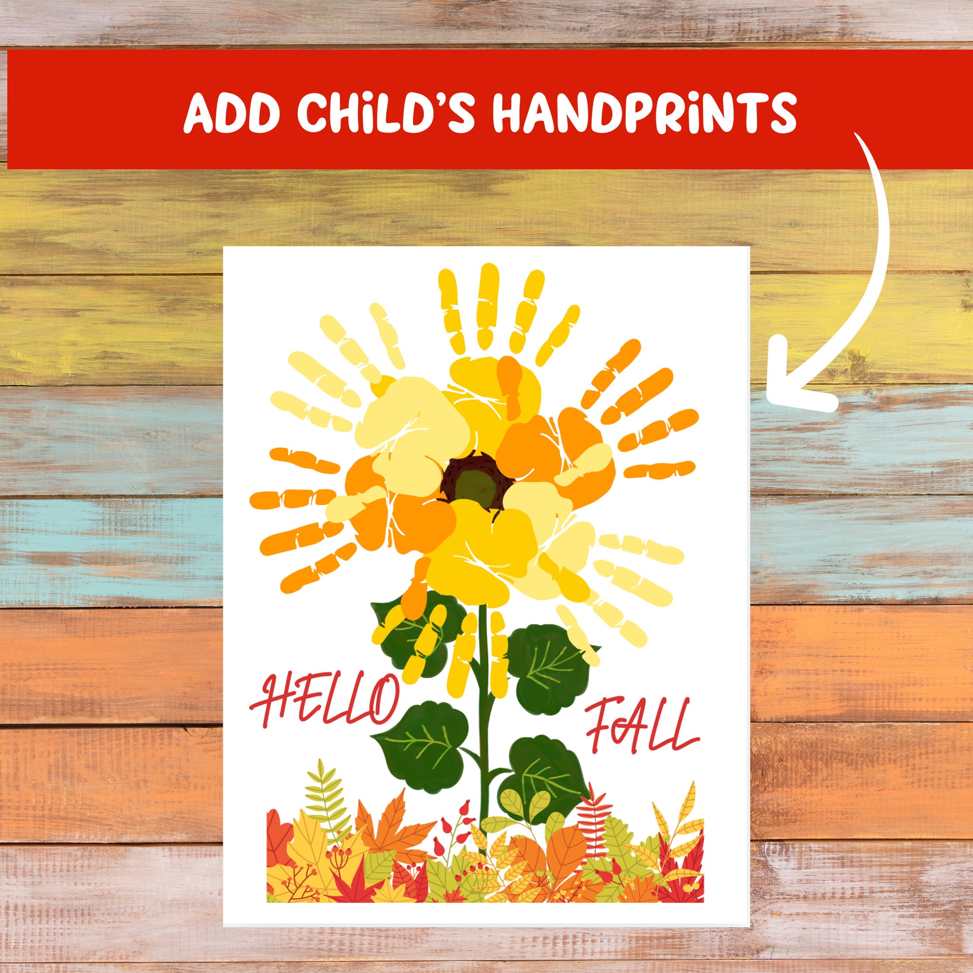 Fall Handprint Art, Sunflower Handprint Craft, Preschool Activity for ...