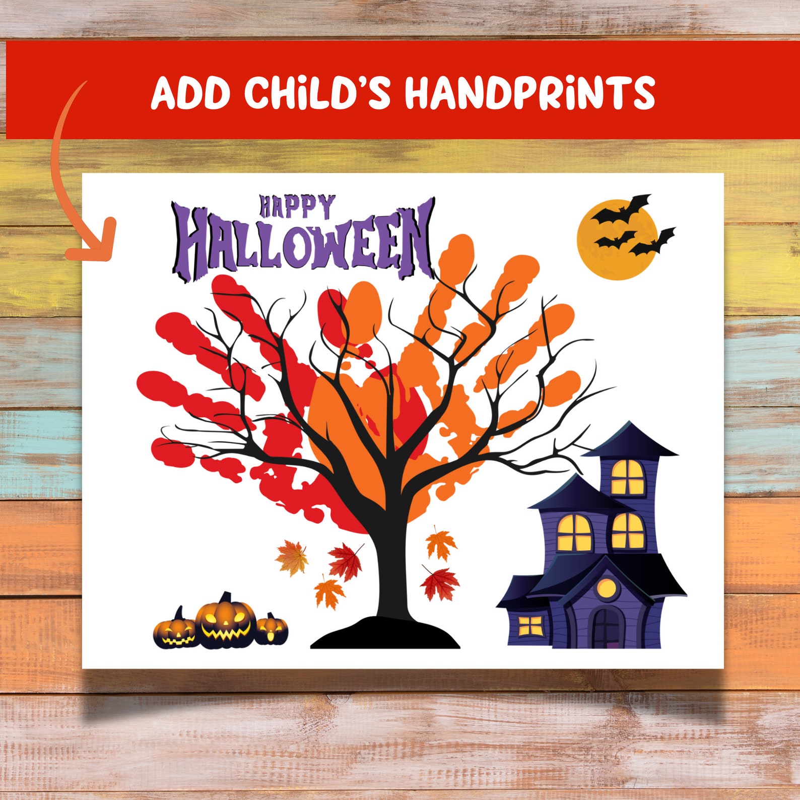 Halloween Handprint Art, Handprint Craft, Halloween Preschool Activity ...