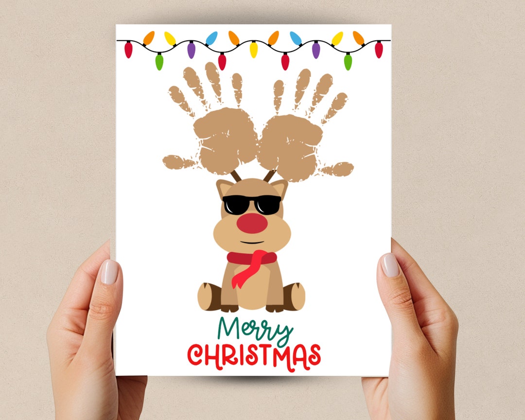Handprint Christmas Reindeer Craft, Handprint Art, Christmas Keepsake ...