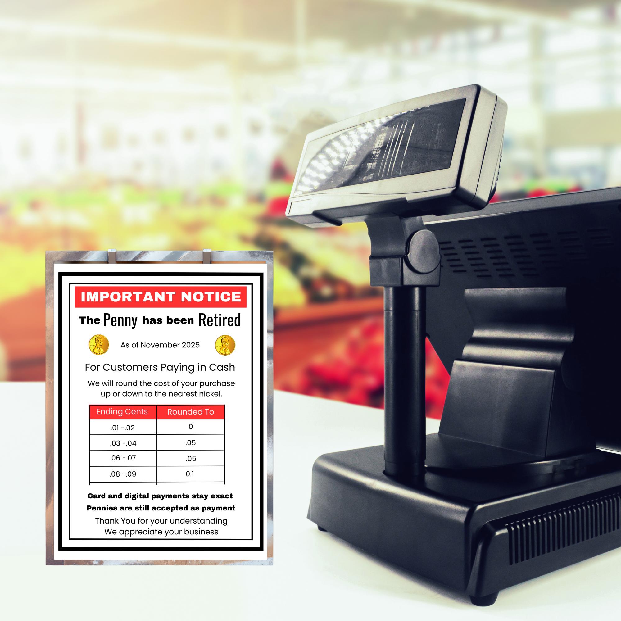 Penny Phase-out Sign, No More Pennies Sign, Cash Register Notice, Penny ...