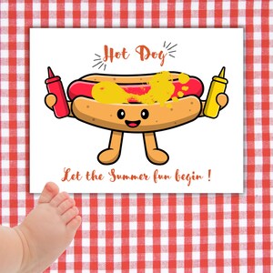 Summer Footprint Art. Hot Dog Craft for Babies, Toddlers. Fun Activity ...