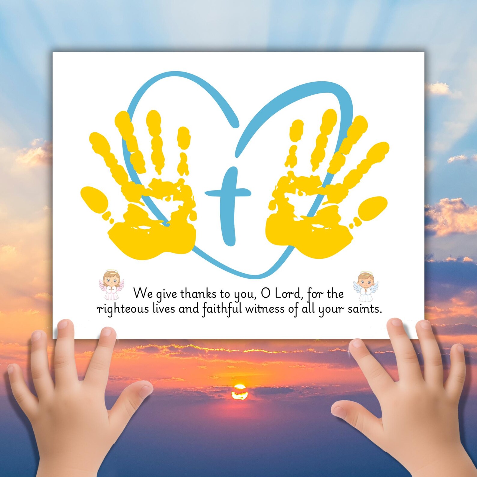 All Saints Day Handprint Craft, Handprint Art Prayer Hands, Preschool ...