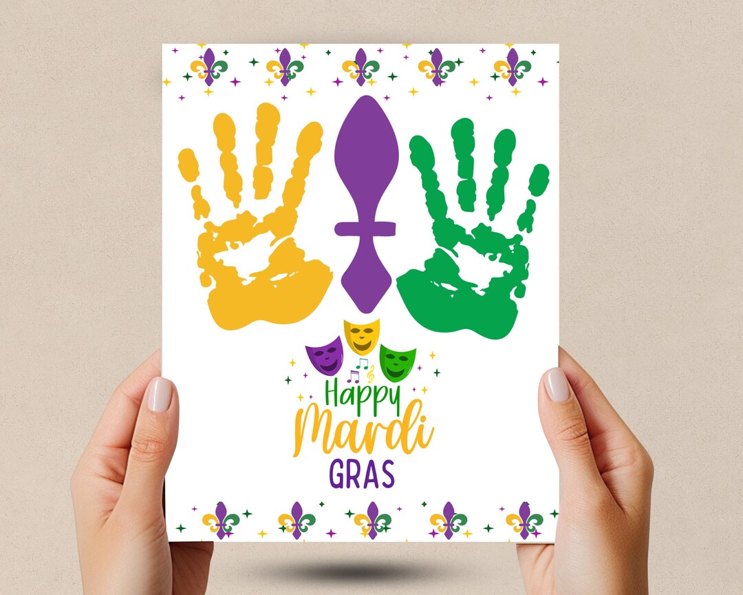 Mardi Gras Handprint Craft, Mardi Gras Handprint Art, Mardi Gras DIY ...