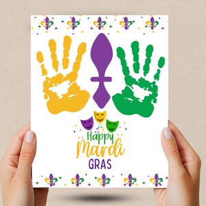 Mardi Gras Handprint Craft, Mardi Gras Handprint Art, Mardi Gras DIY ...