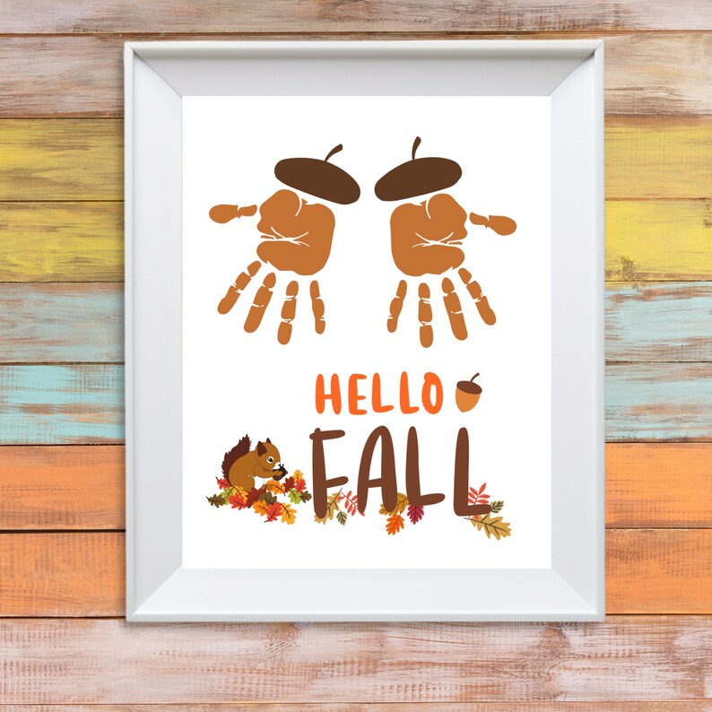 Fall Handprint Art, Acorn Handprint Craft, Preschool Activity for ...