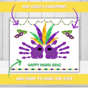 Mardi Gras Handprint Craft, Handprint Art, Printable Activity, Baby and ...