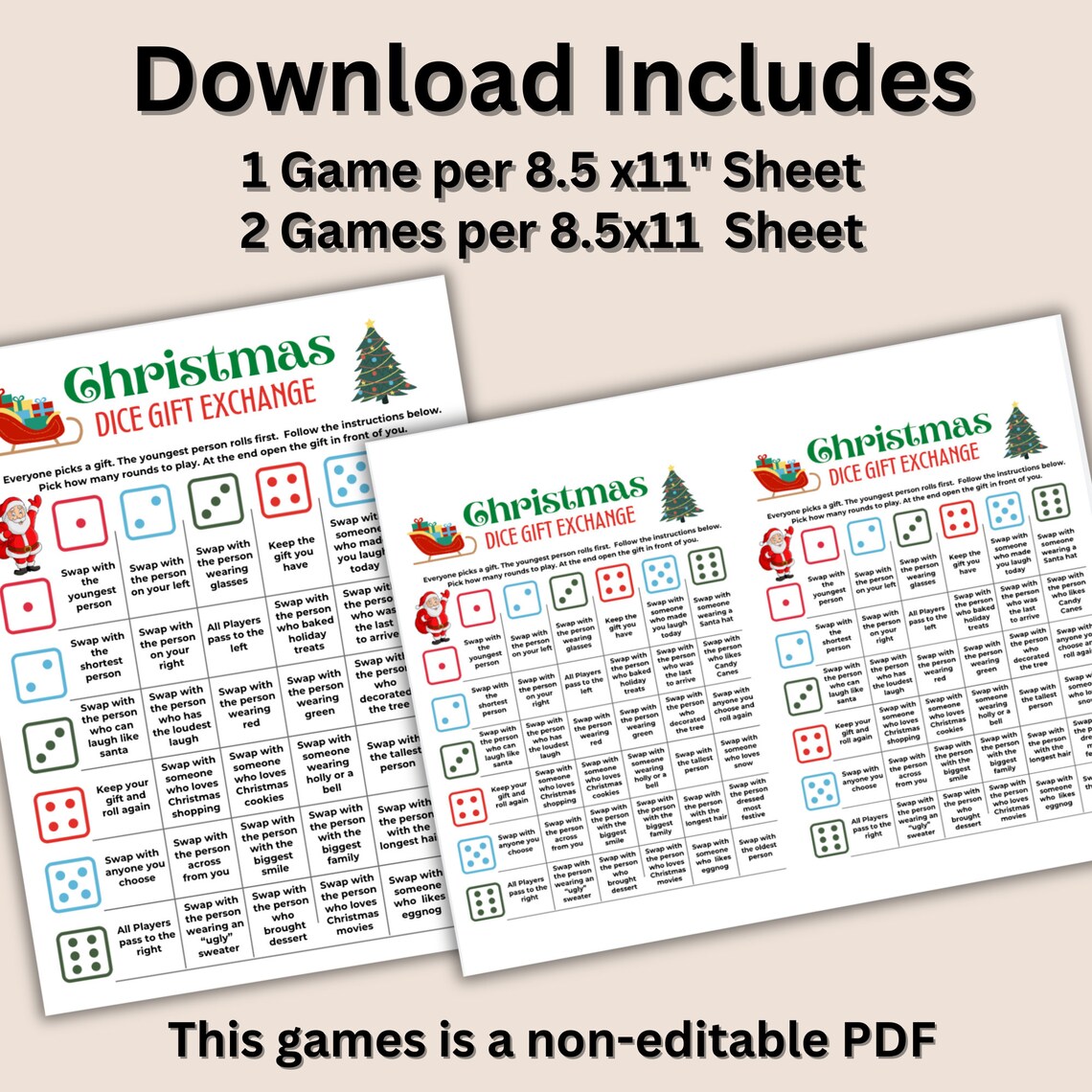 Christmas Gift Exchange Dice Game, Printable Game, Christmas Party ...