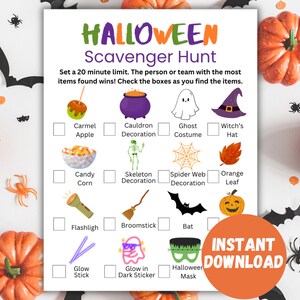Halloween Scavenger Hunt, Halloween Printable Game for Kids and Adults ...