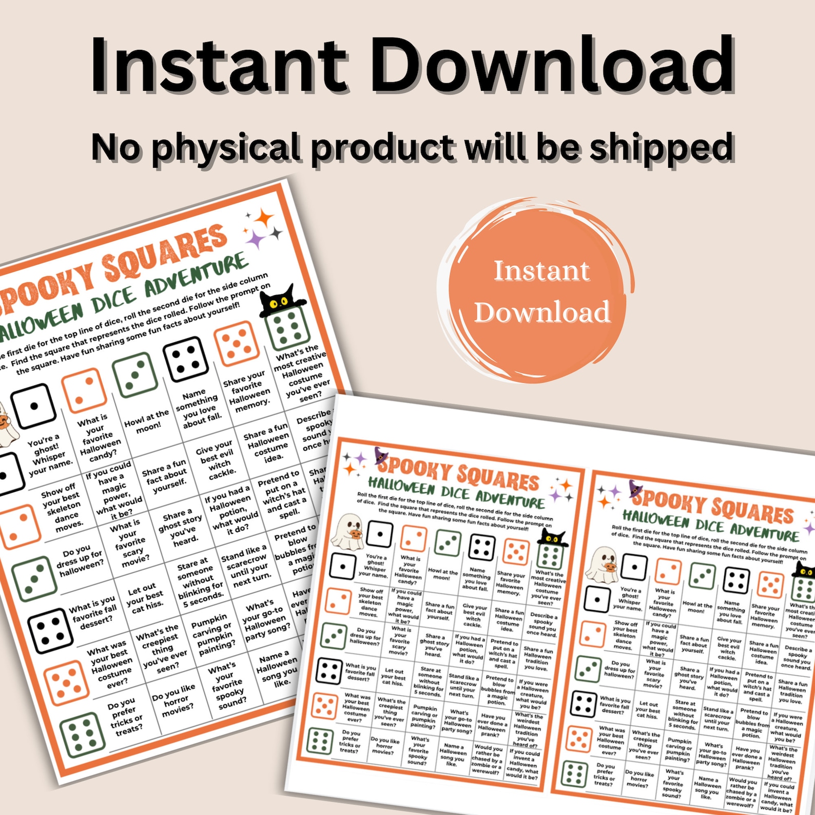 Halloween Icebreaker Dice Game, Halloween Printable Game for Adults ...