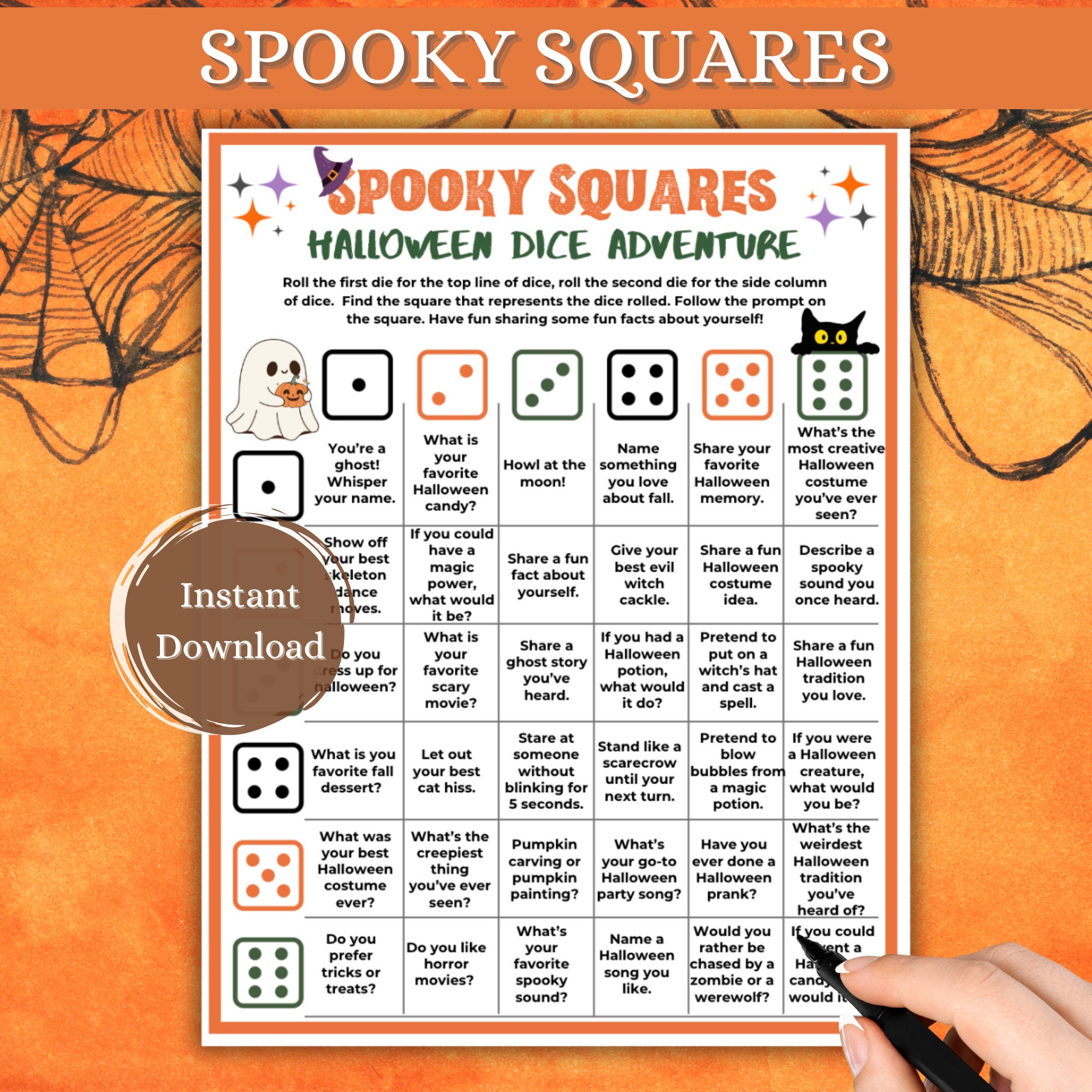 Halloween Icebreaker Dice Game, Halloween Printable Game for Adults ...