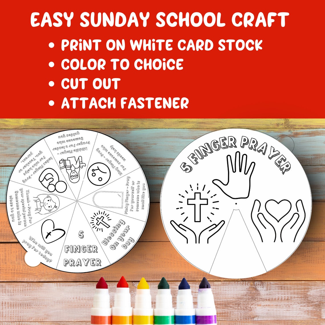 5 Finger Prayer Spinner Wheel, Sunday School Activity, Grow in Christ ...