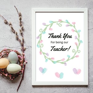 Teacher Appreciation Gift, Fingerprint Art. Year End Gift for Teacher ...