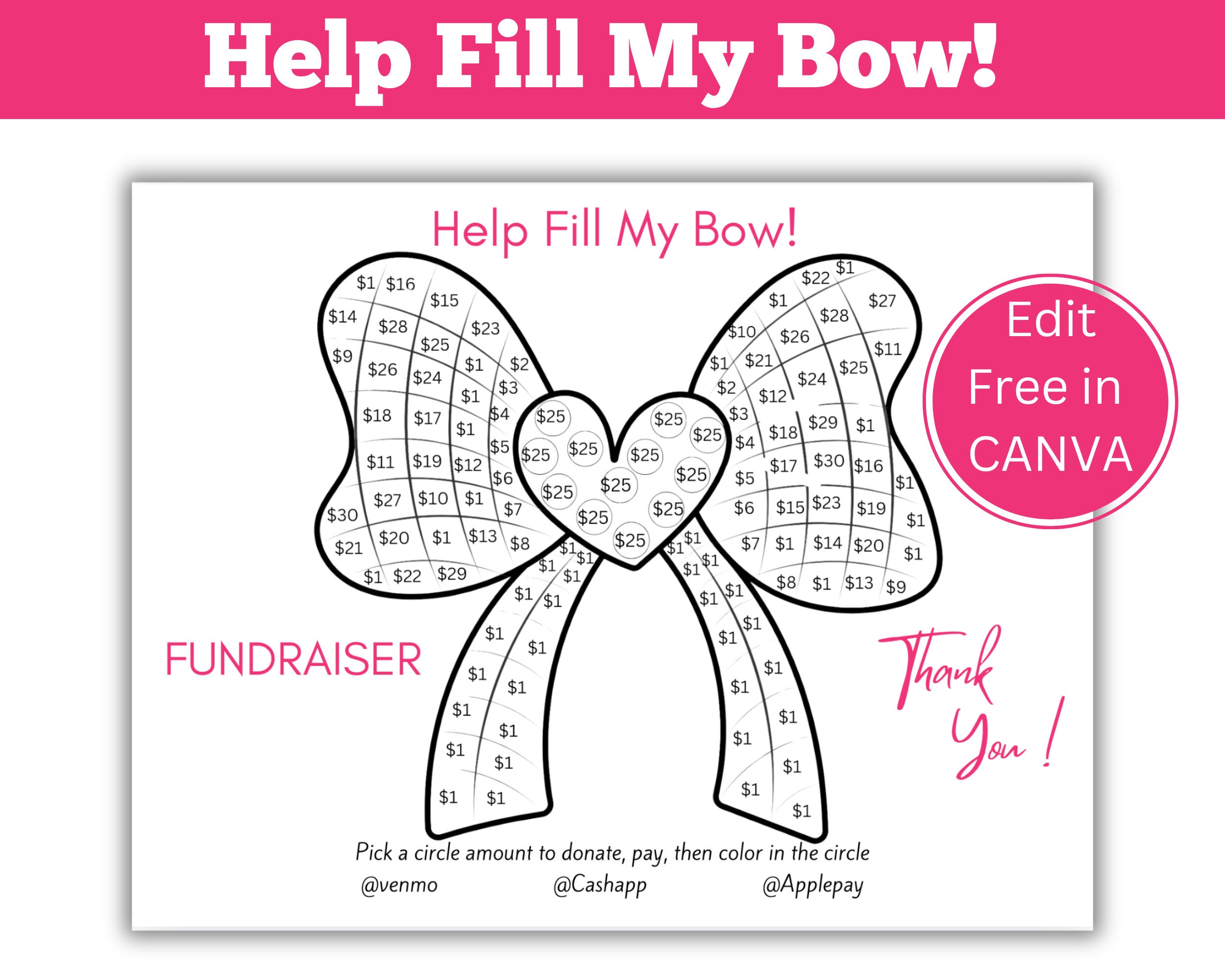 Fill My Bow Fundraiser Help Fill My Bow Template Editable Free in Canva ...