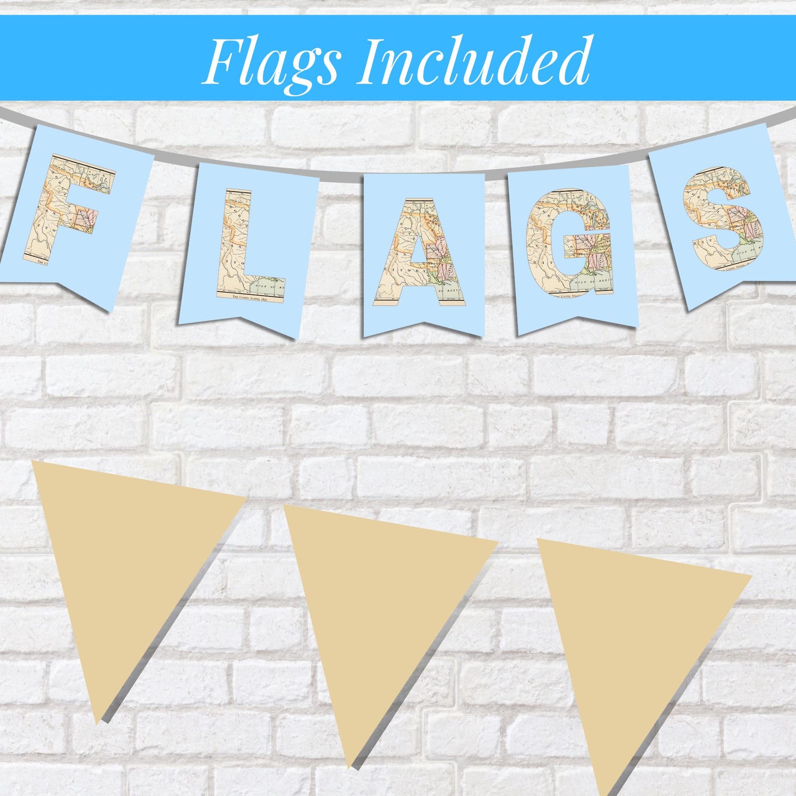 Printable Letter Template, Map Banner Garland, Printable Alphabet ...