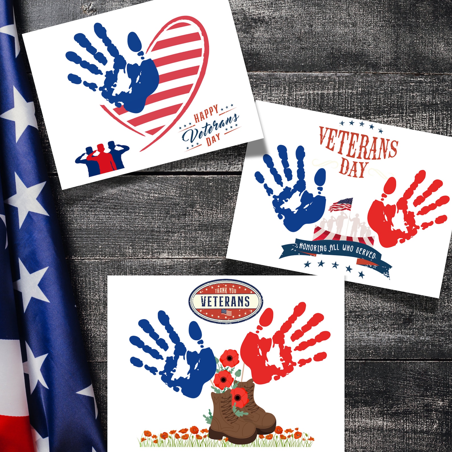 Veterans Day Handprint Art Bundle, Veterans Day Handprint Craft ...