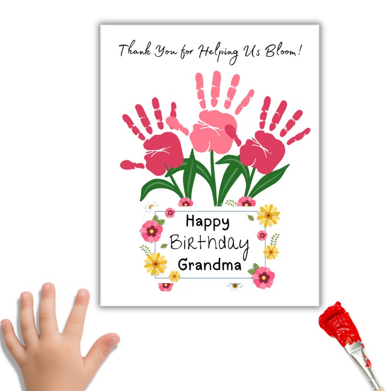 Birthday Handprint Craft, Grandma Handprint Art, Preschool Baby Toddler ...