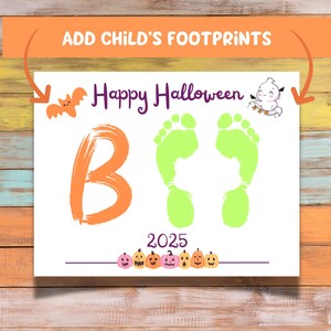 Halloween Footprint Art, Footprint Craft, Boo Preschool Activity Babies ...