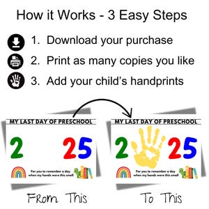 Last Day Preschool Handprint Art, Preschool Craft, Preschool Keepsake ...