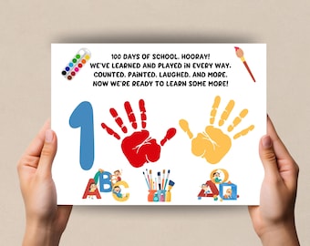 100 Days of School Handprint Craft Poem, 100th Day School Activity, 100 ...