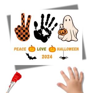 Halloween Handprint Art, Ghost Handprint Craft, Preschool Activity for ...