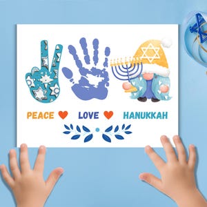 Hanukkah Handprint Craft, Handprint Art, Peace Love Hanukkah, Preschool ...