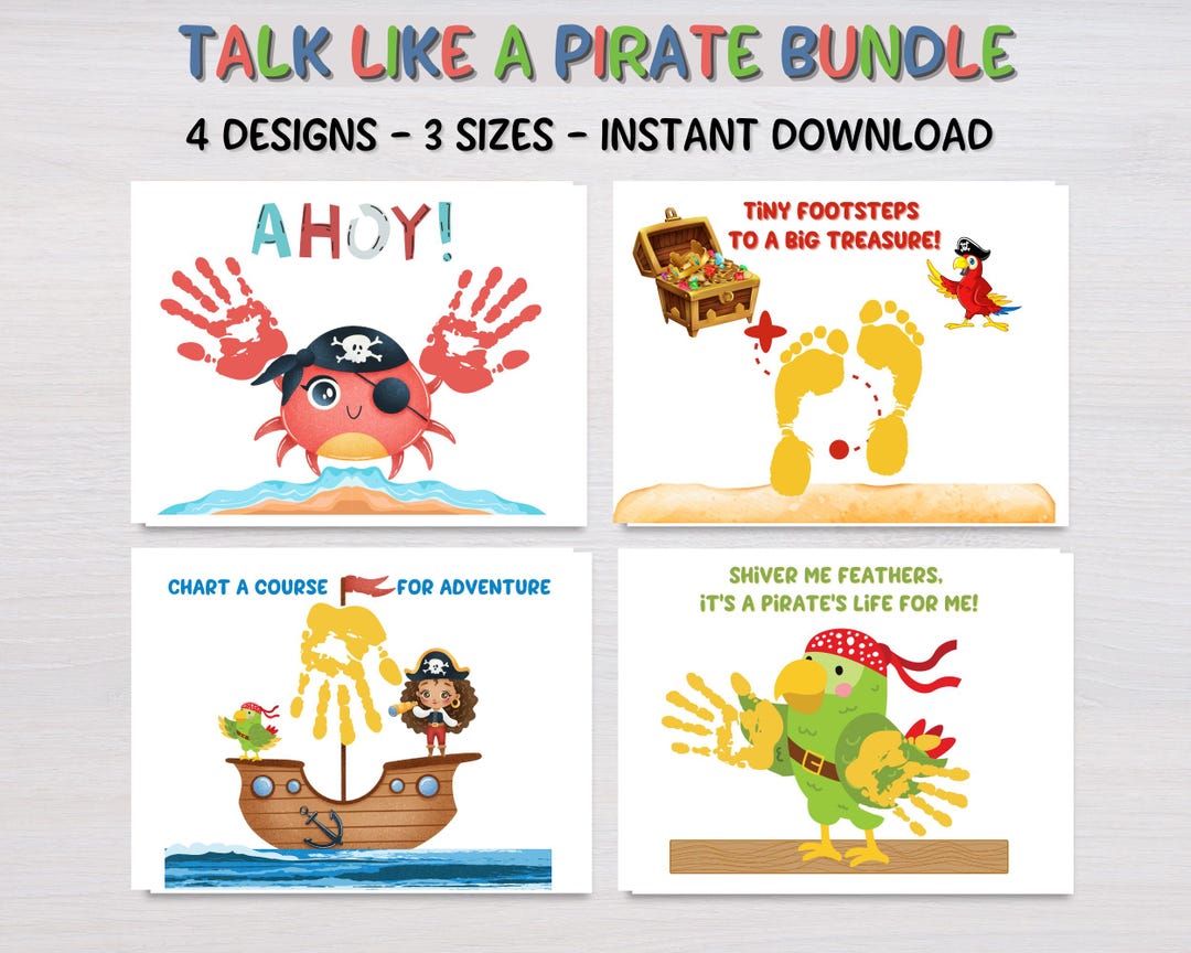 Pirate Handprint Craft, Handprint Art Bundle, Toddler Footprint ...