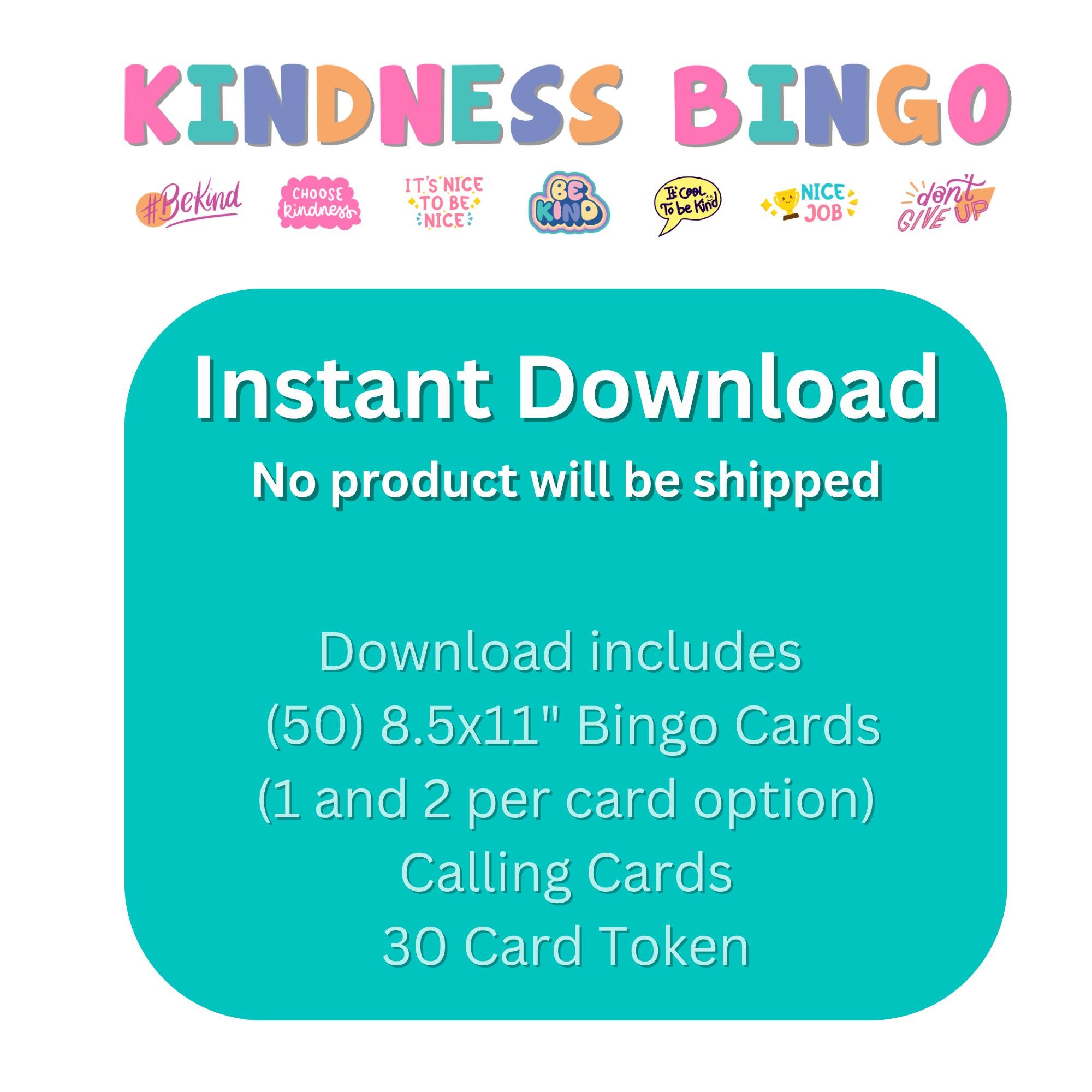 Kindness Bingo Game, 50 Printable Bingo Cards, Fun Sunday School Game ...