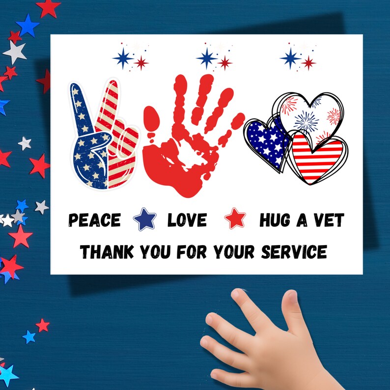 Veterans Day Handprint Art, Veterans Day Handprint Craft, Hug A Vet ...