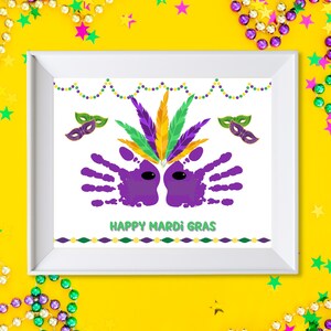 Mardi Gras Handprint Craft, Handprint Art, Printable Activity, Baby and ...