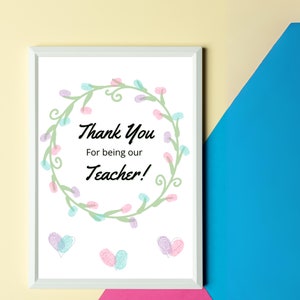 Teacher Appreciation Gift, Fingerprint Art. Year End Gift for Teacher ...