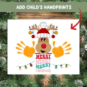Christmas Handprint Craft, Handprint Art Reindeer Handprint, Christmas ...