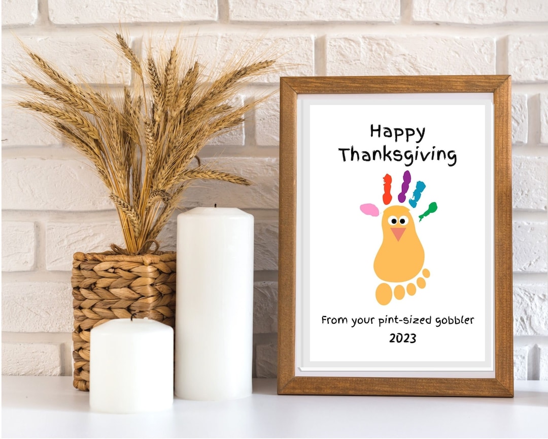 Handprint Thanksgiving Turkey Art, Baby Toddler Kids Hand and Footprint ...