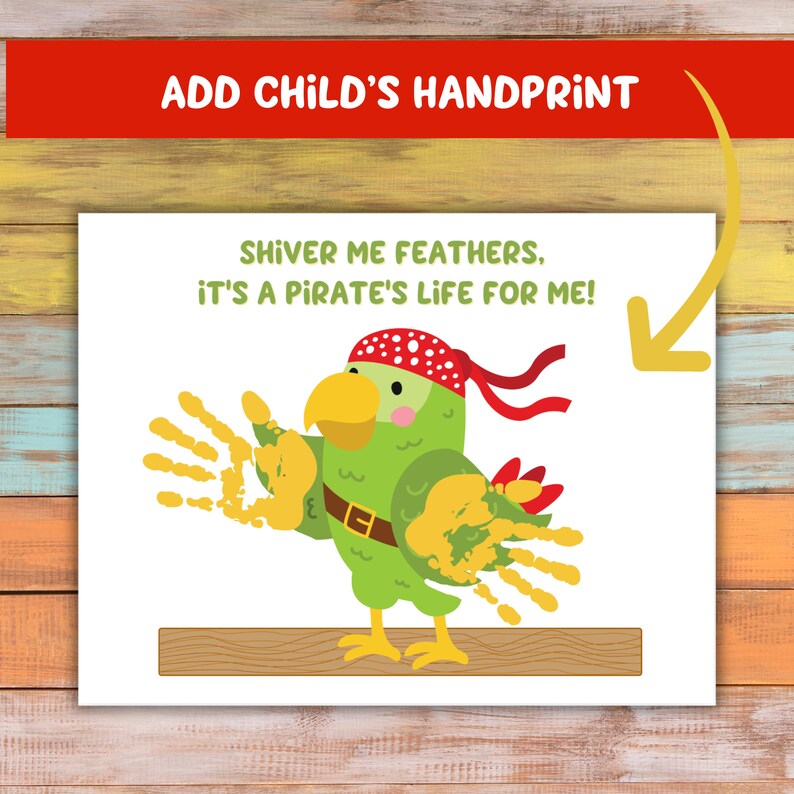 Pirate Handprint Art, Parrot Handprint Craft for Babies, Toddlers ...