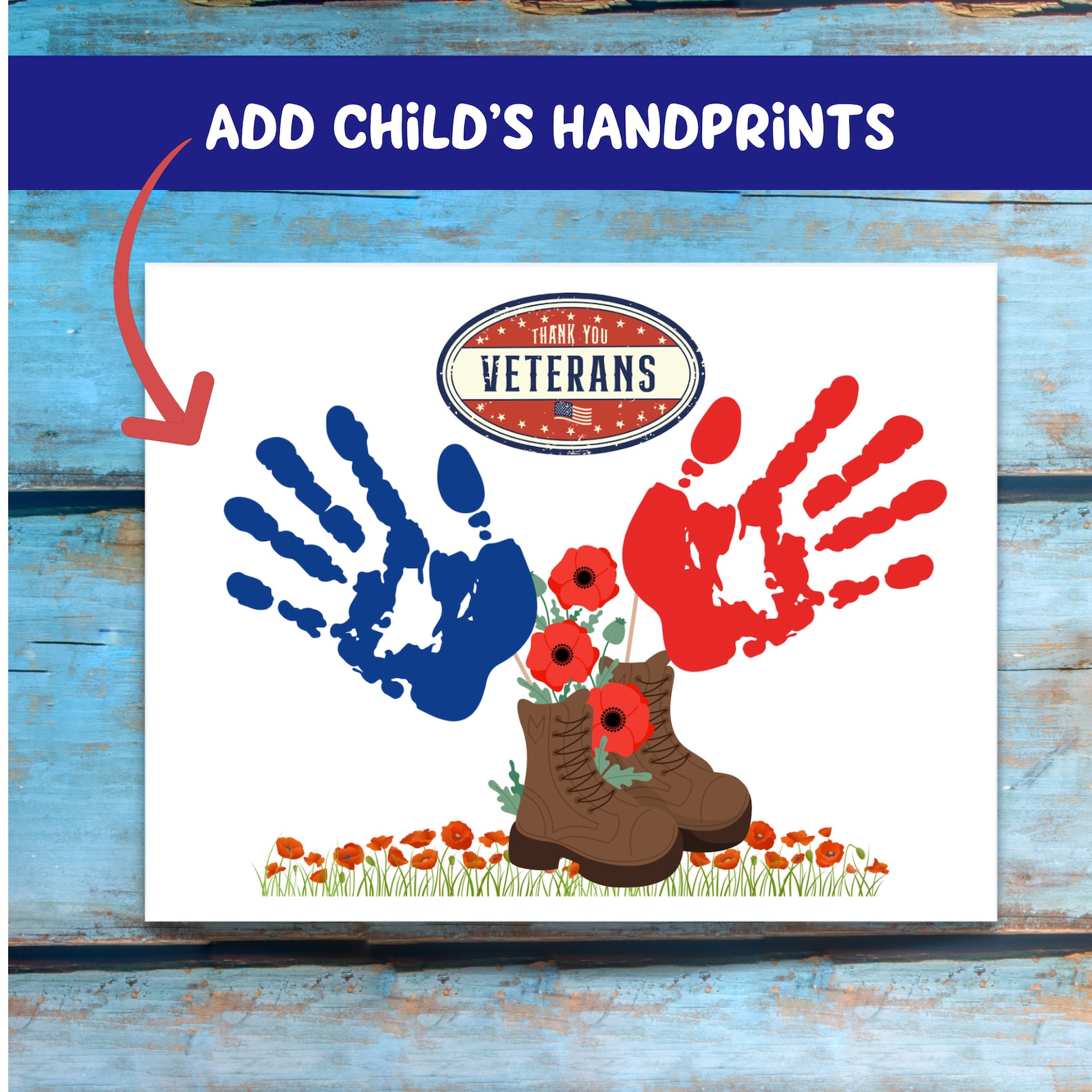 Veterans Day Handprint Art, Veterans Day Handprint Craft, Thank You ...