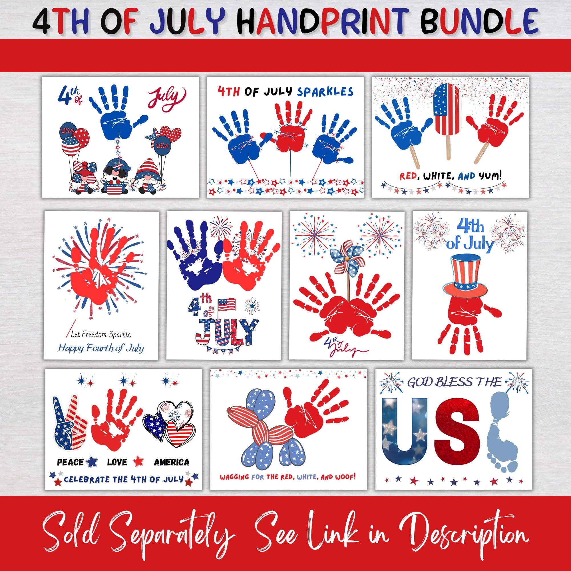 July 4th Handprint Craft, 4th of July Art, Toddler Handprint, Handprint ...