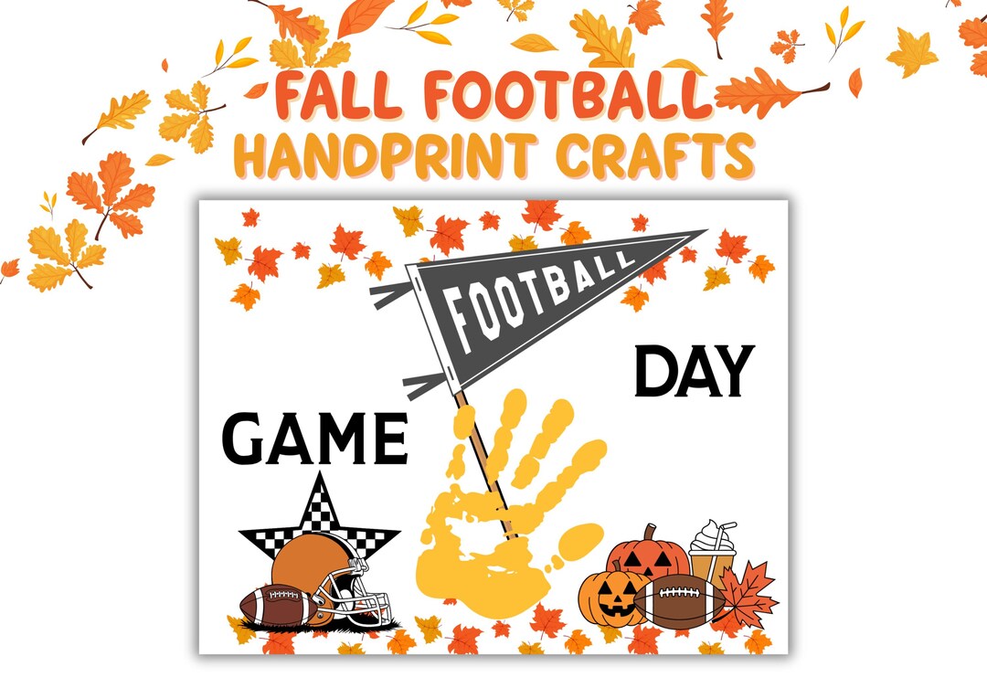 Football Handprint Craft, Fall Handprint Art, Handprint Keepsake ...