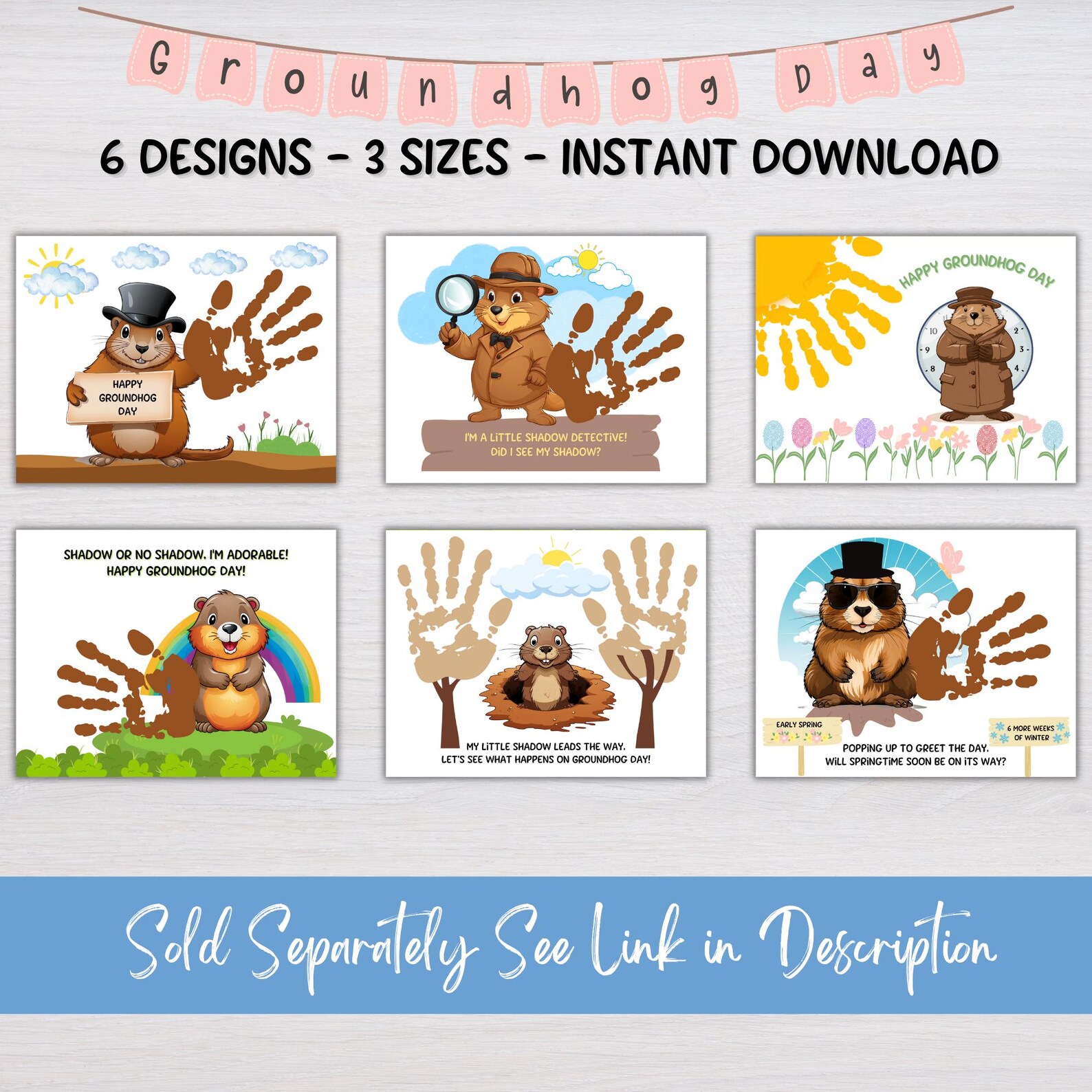 Groundhog Day Handprint Craft, Winter Handprint Keepsake, Groundhog Day ...