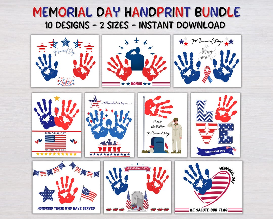 Memorial Day Handprint Art Bundle, Memorial Day Handprint Craft ...