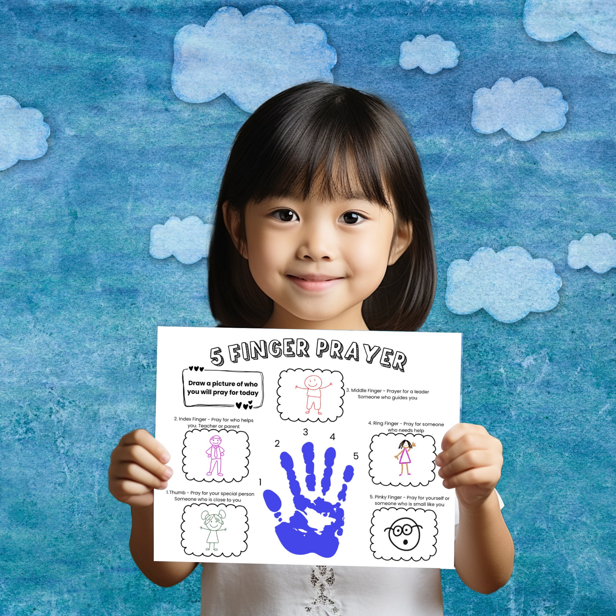 5 Finger Prayer Handprint Art, Sunday School Activity, Grow in Christ ...