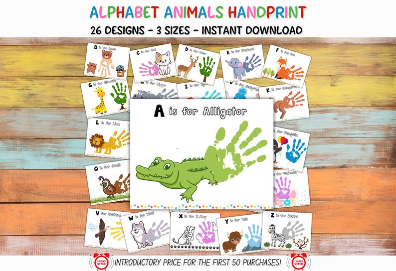Handprint Alphabet Book, Handprint Craft Bundle, Printable Activity for ...