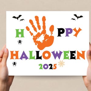 Halloween Handprint Art, Handprint Craft, Happy Halloween Preschool ...