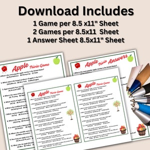 Apple Trivia Game, Fall Trivia Game. Work Party Game, Halloween Party ...