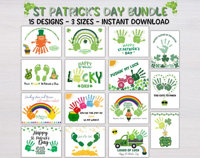 10 St. Patricks Day Handprint Templates, St. Patricks Gift, DIY ...