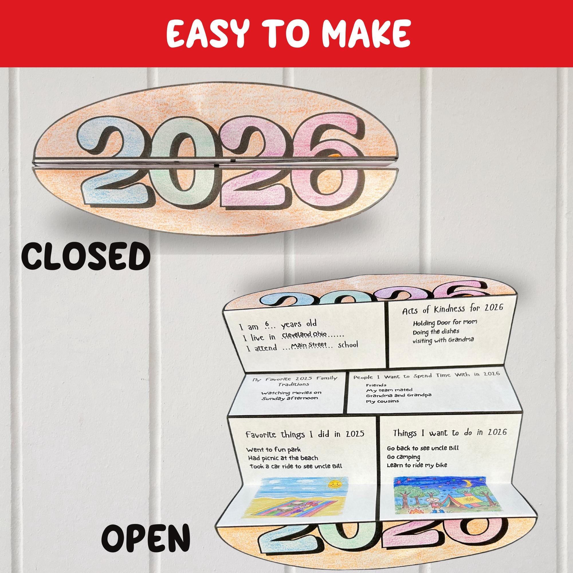 New Years 2026 Activity for Kids, Printable Reflection and Goals ...