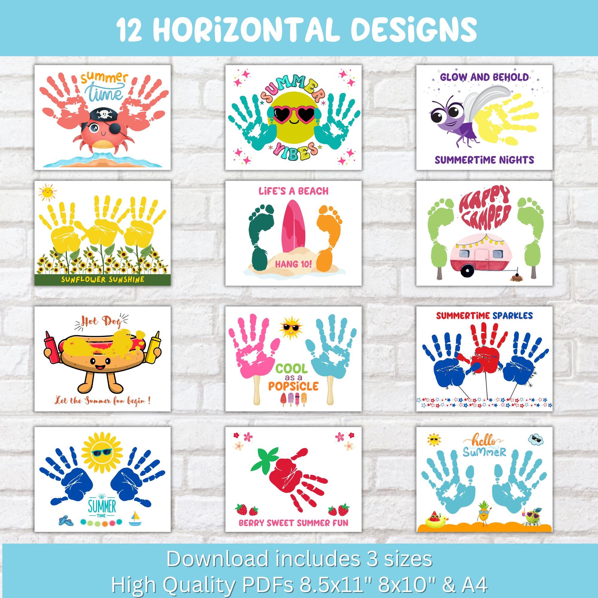 Summer Handprint Craft Bundle, Summer Handprint Art, Printable Activity ...