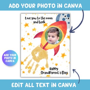 Grandparent's Day Fingerprint Craft With Child's Photo, Gift for ...