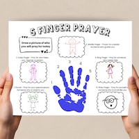 5 Finger Prayer Handprint Craft Printable, Kids Prayer Template ...