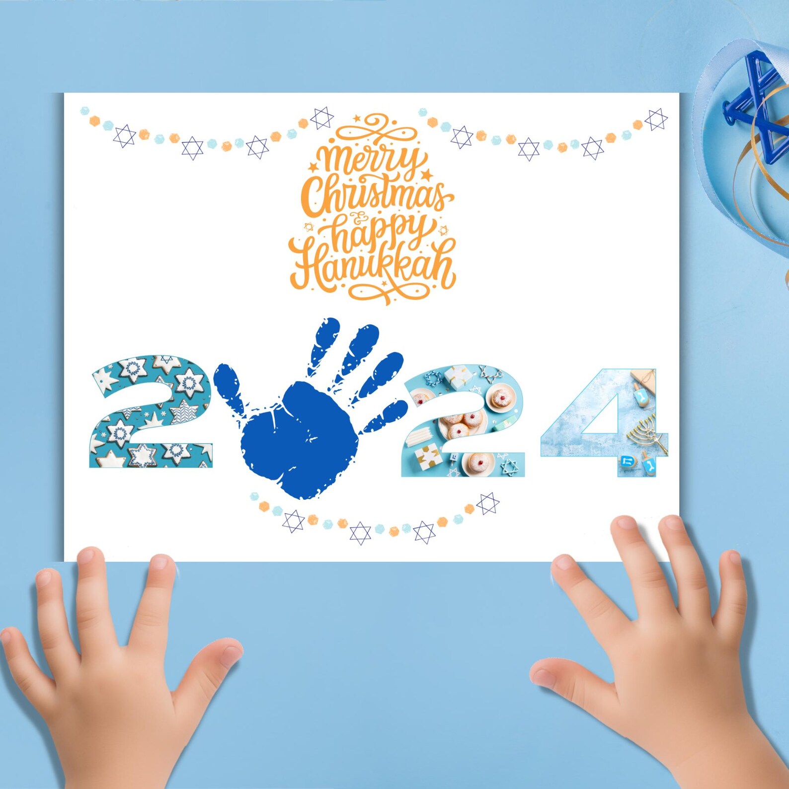 Hanukkah Handprint Craft, Handprint Art, 2024 Hanukkah, Preschool ...