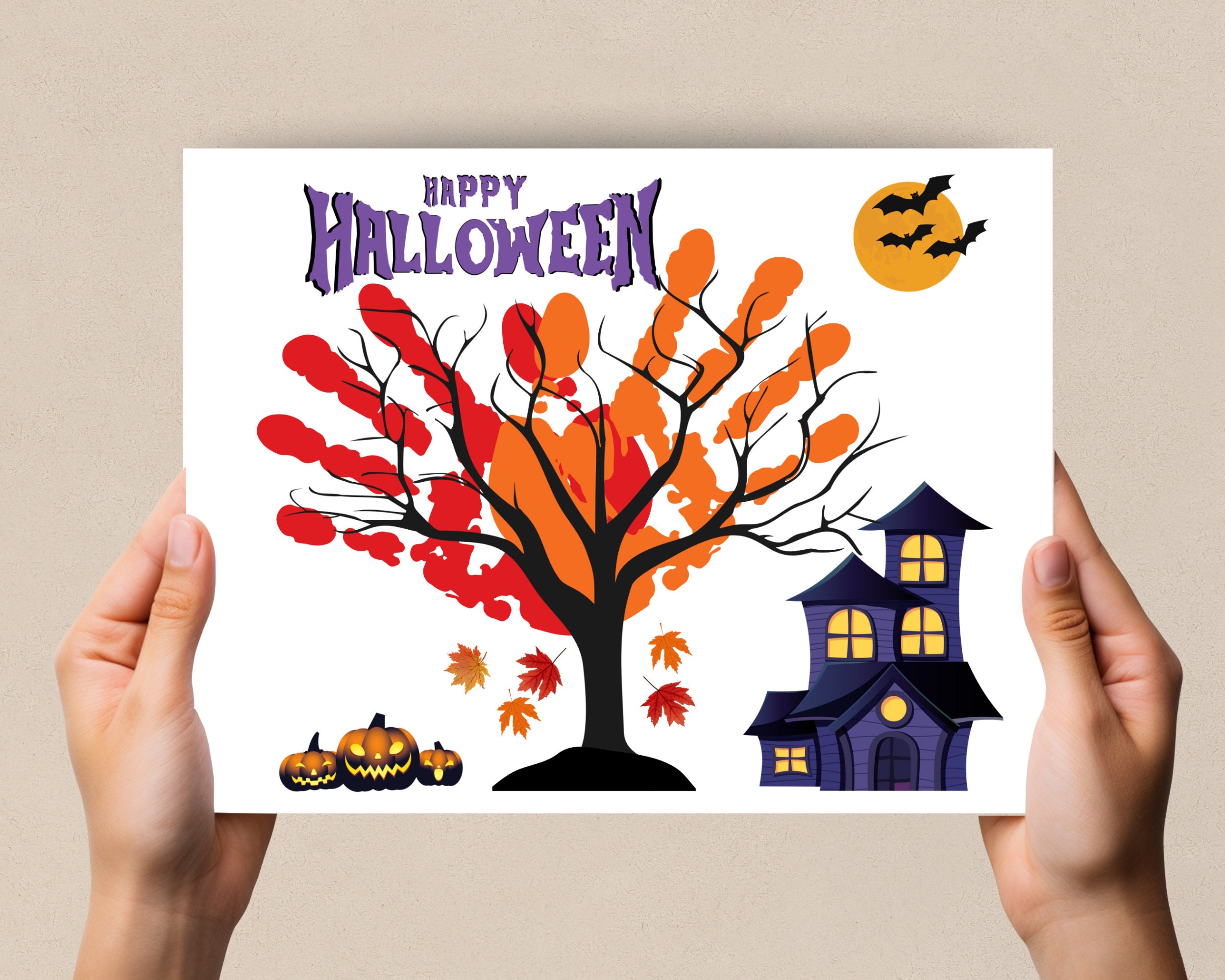 Halloween Handprint Art, Handprint Craft, Halloween Preschool Activity ...