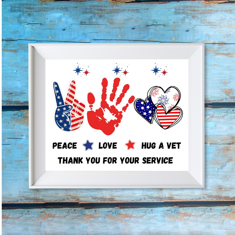 Veterans Day Handprint Art, Veterans Day Handprint Craft, Hug A Vet ...